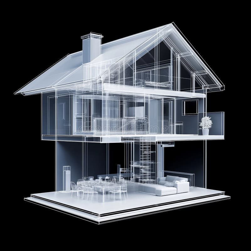 Transparent Architectural Design Showcasing a Modern House with ...