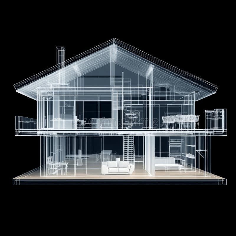 Transparent Architectural Design Showcasing a Modern House with ...