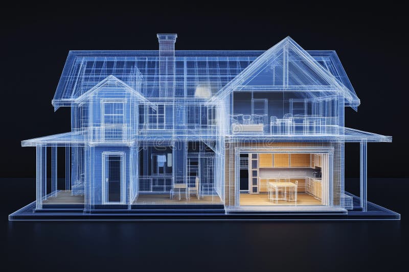 Transparent Architectural Design Showcasing a Modern House with ...