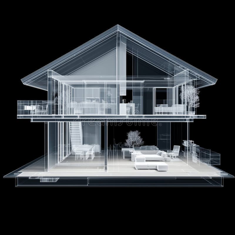 Transparent Architectural Design Showcasing a Modern House with ...