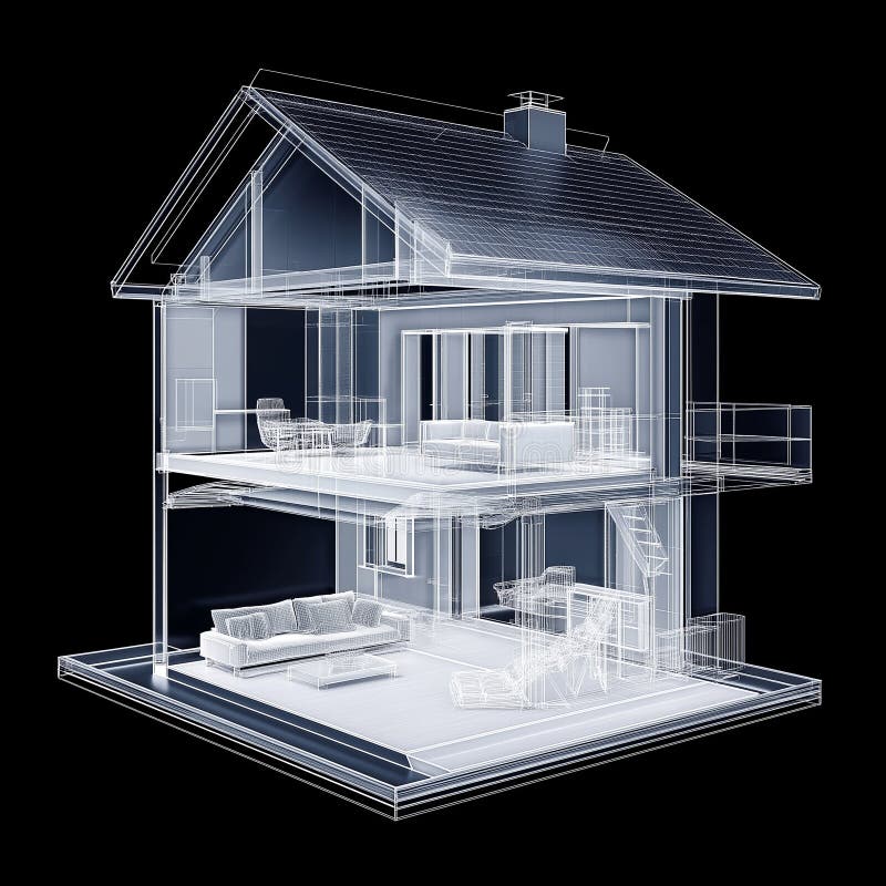 Transparent Architectural Design Showcasing a Modern House with ...