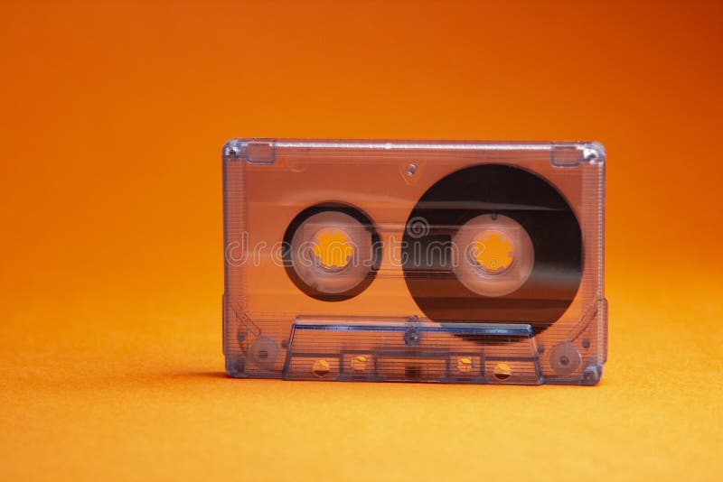 Transparent Audio Cassette Tape Orange Background. Front, View Stock ...