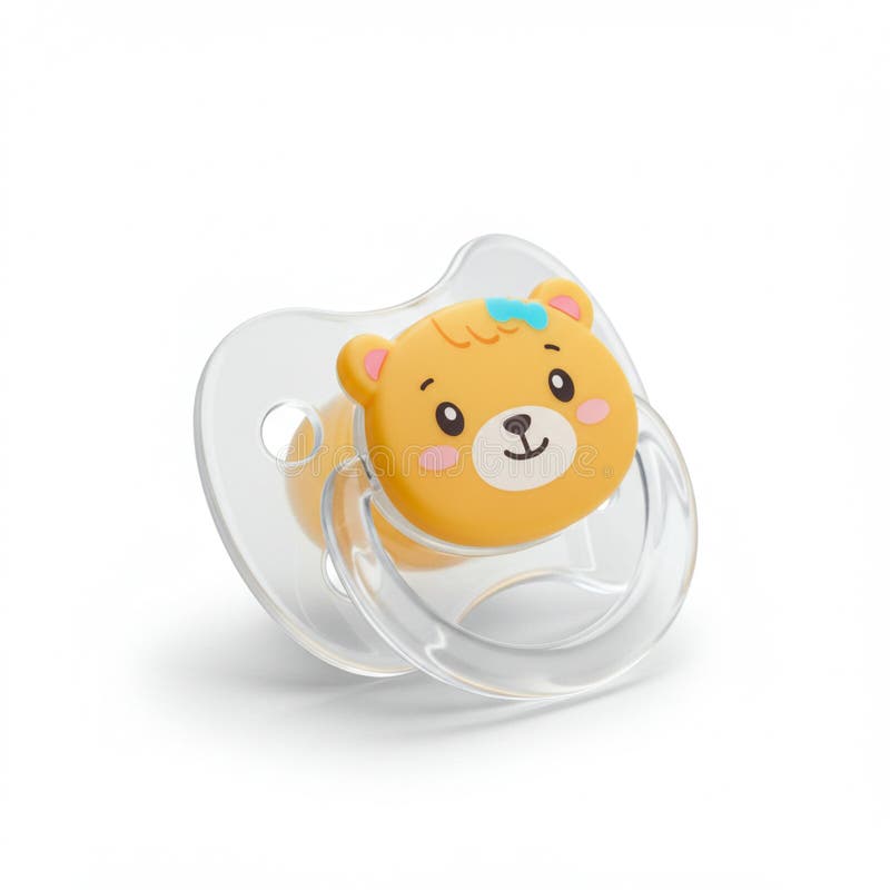 Transparent Baby Pacifier Featuring a Cute Bear Face Design on the ...