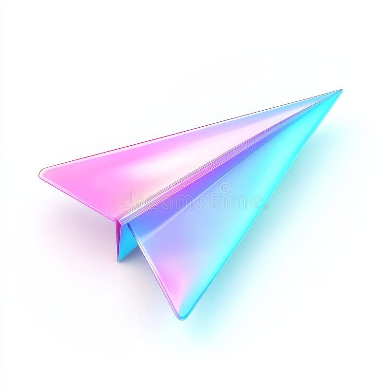 A Transparent Background 3D Holographic Paper Plane in PNG Format Stock ...