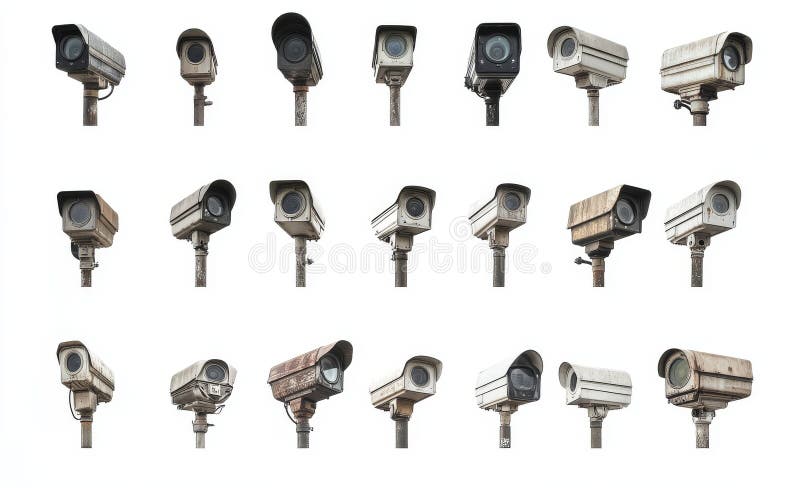 Transparent Background with Different Angles of Surveillance Cameras ...