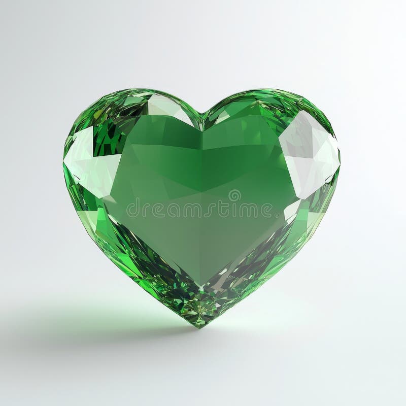 On a Transparent Background, an Emerald Heart Can Be Seen. Stock Image - Image of marriage, love ...