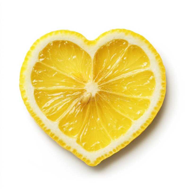 A Transparent Background Features a Heart-shaped Slice of Fresh Lemon ...