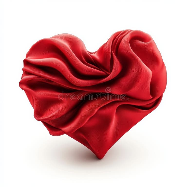 A Transparent Background Featuring an Abstract Red Silk Heart. Stock ...