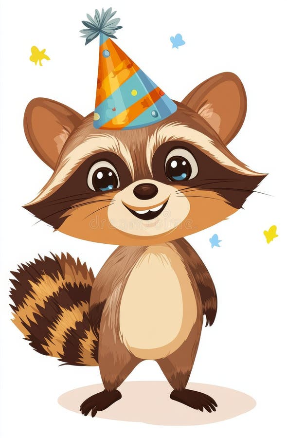 On a Transparent Background, a Happy Raccoon Wears a Blue Hat Stock ...