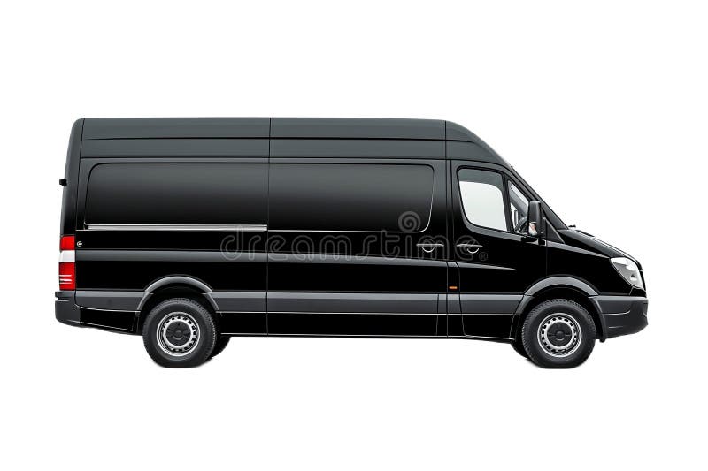 Transparent Background Isolated Side View of Black Cargo Van Stock ...