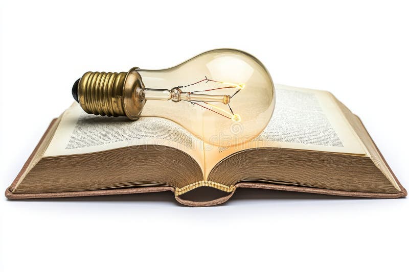 Transparent Background with a Light Bulb in the Book Stock Image ...