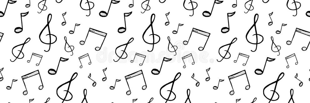 Transparent Background with Musical Notes and Treble Clefs in Doodle ...