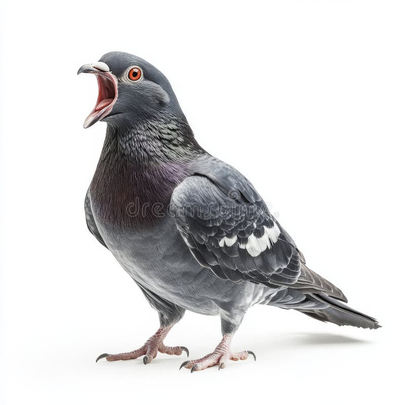 On a Transparent Background, a Pigeon Bird is Screaming Stock Image ...