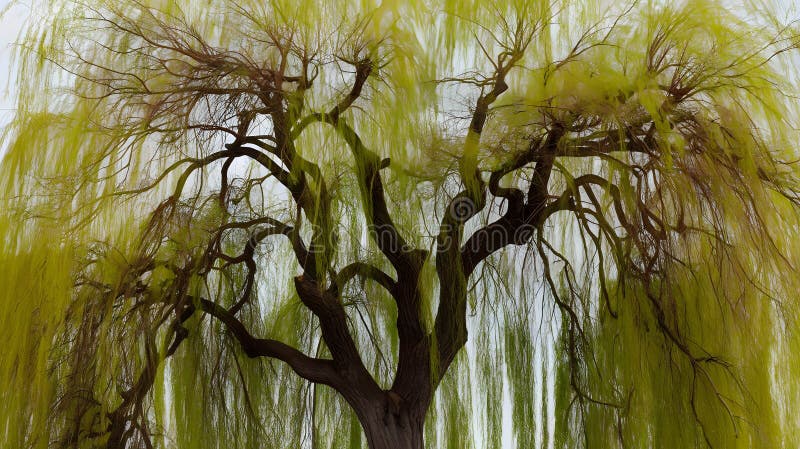A Transparent Background Reveals a Lush, Green Weeping Willow Tree with ...