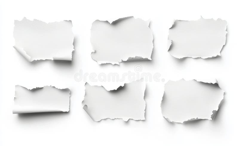 Transparent Background with Ripped Paper Sheets in Various Styles Stock ...