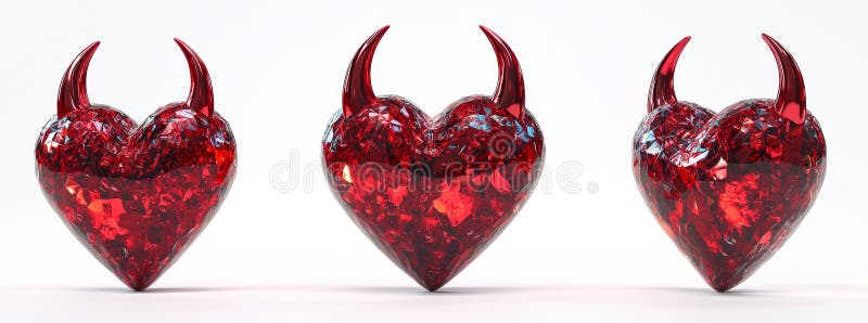 On a Transparent Background, a Set of Devil Hearts is Isolated. Stock ...