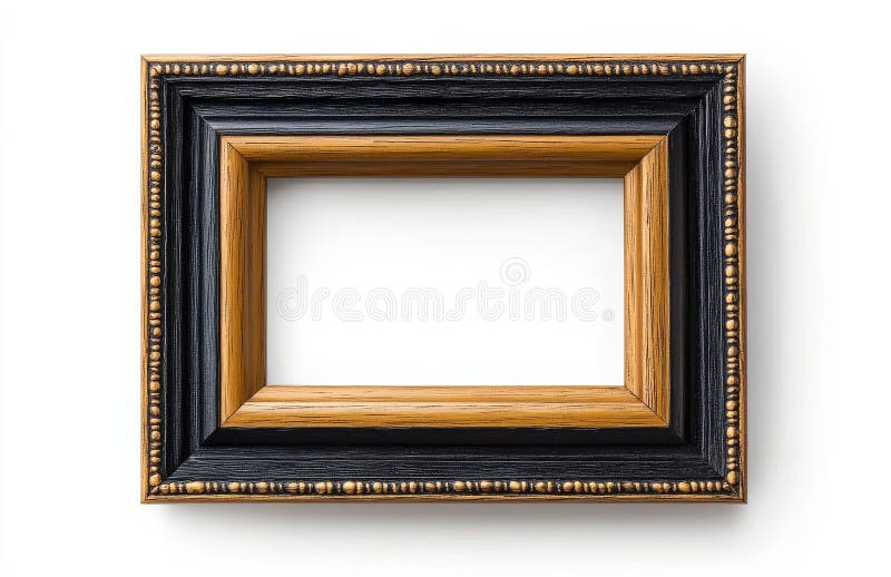 A Transparent Background Showcasing a Gold Frame with a Black Inner ...