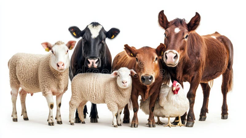 Transparent Background Showing Farm Animals in Various Poses Stock ...