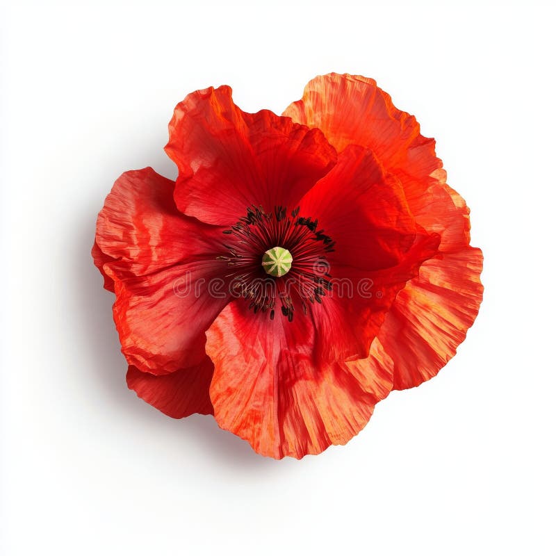 On a Transparent Background, a Single Red Poppy Flower is Isolated ...