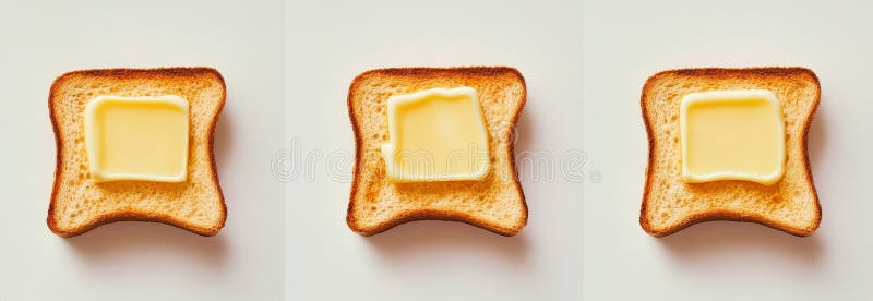 Transparent Background with Three Toast Slices with Melting Butter ...