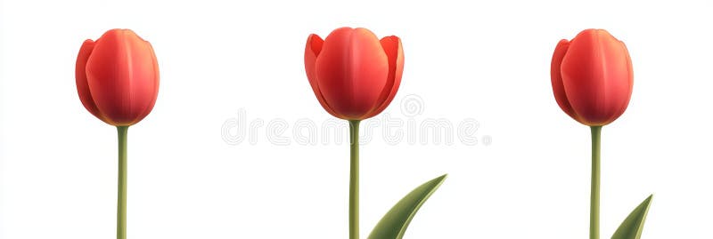 On a Transparent Background, Three Variations of Elegant Tulips are ...