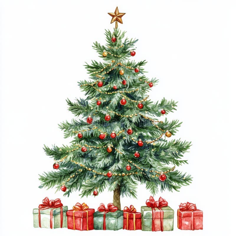 A Transparent Background Watercolor Christmas Tree Element Collection ...