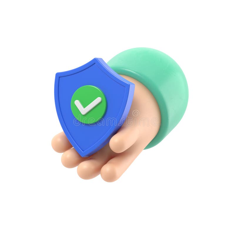 Transparent Backgrounds Mock-up.3D Hand Holding Security Shield and ...