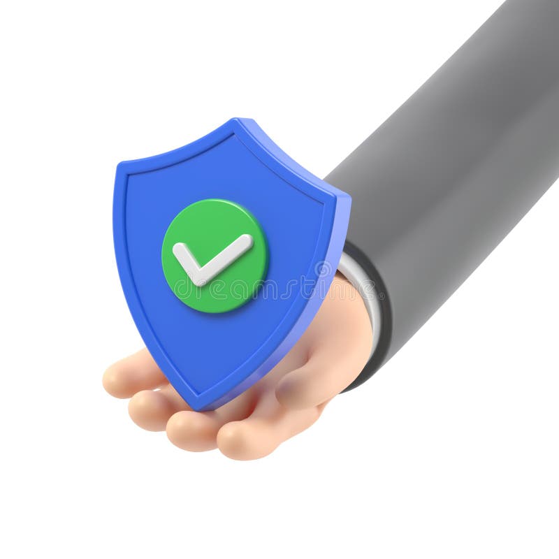 Transparent Backgrounds Mock-up.3D Hand Holding Security Shield and ...
