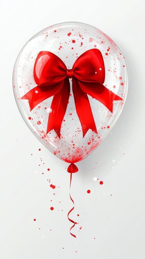Transparent Balloon with Red Ribbon and Paint Splatter Stock Image ...