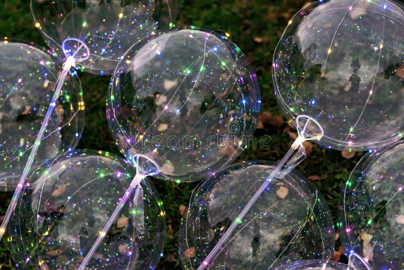 Transparent Balloons with Multi-color Lights Inside Stock Photo - Image ...