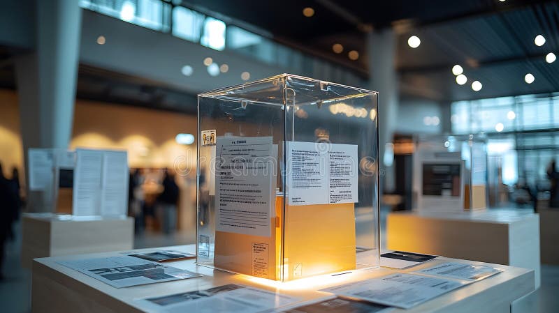Transparent Ballot Box Illuminated from Below in a Modern Setting ...