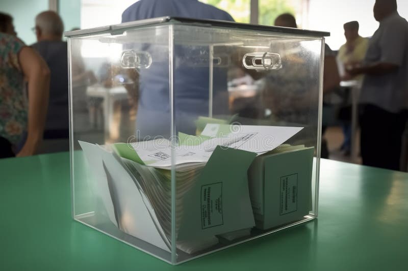 Transparent Ballot Box, with Several Votes Inside. Ai Generated Stock ...