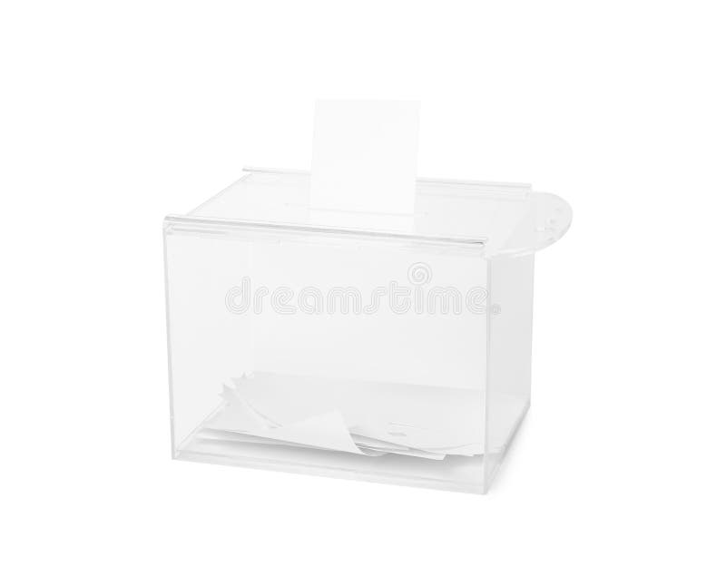 Transparent Ballot Box with Vote Isolated on White Stock Image - Image ...