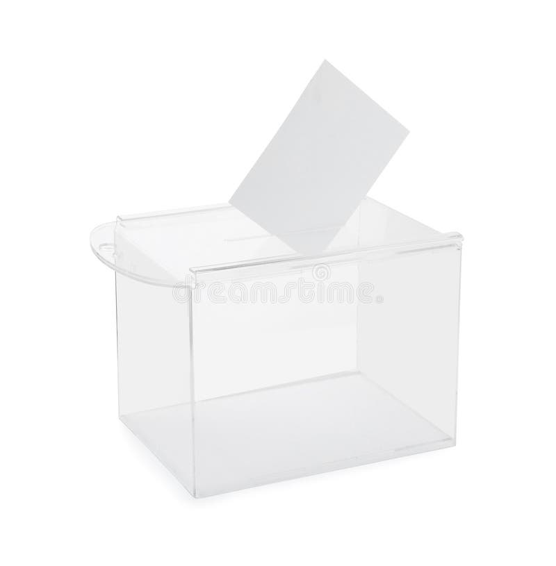 Transparent Ballot Box with Vote Isolated on White Stock Image - Image ...