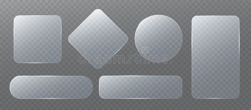 Transparent Banners Glass Frames. Glass Showcases Panels with Light ...