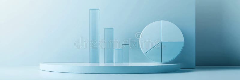 Floating Transparent Charts on Light Blue Background Creating a Minimal ...