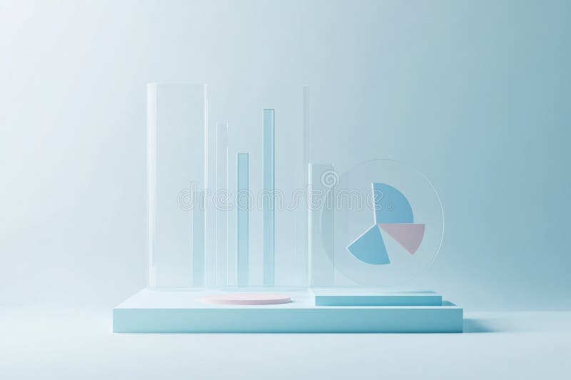 Floating Transparent Charts Display Minimal Business Data Against a ...