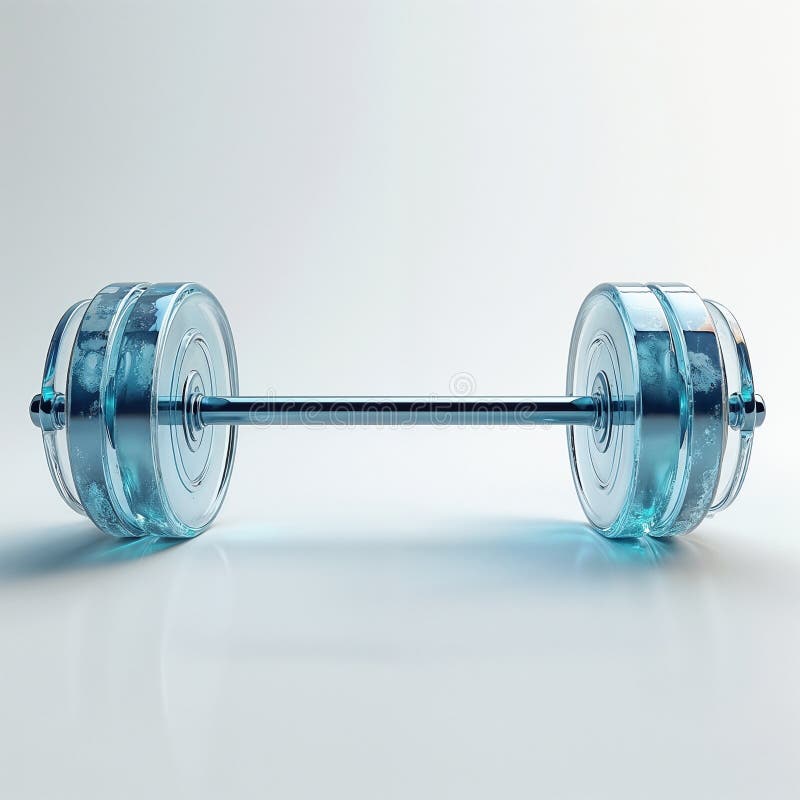 Transparent Barbell with Glass Like Weights on Gradient Background ...