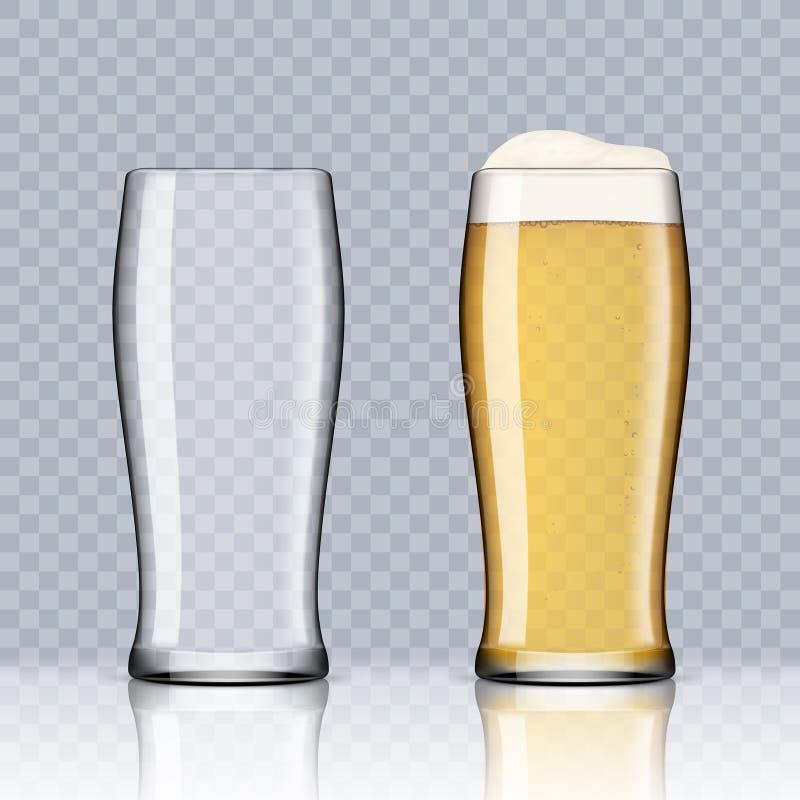 Transparent Beer Glasses. Empty and Full One Stock Illustration - Illustration of icon, booze ...