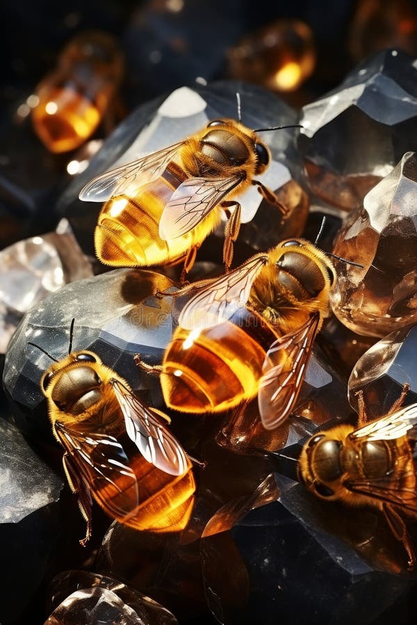 Transparent Bees with Amber-honey Bodies, Sunlight and Shadow, High ...