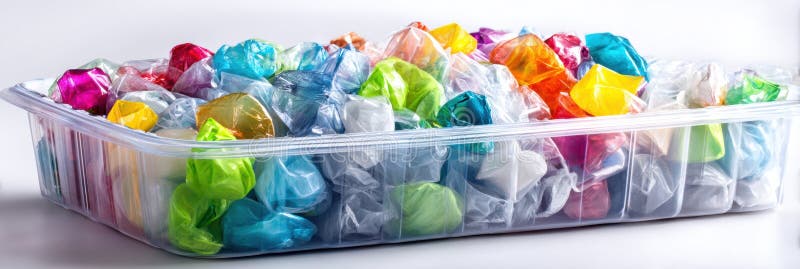 Sorted Colorful Plastic Materials Transparent Bin White Background ...