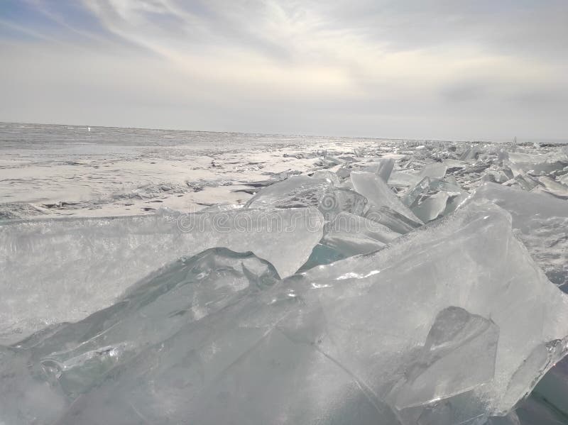 Transparent Blocks Ice on the Lake in the Afternoon in the Sun Stock ...