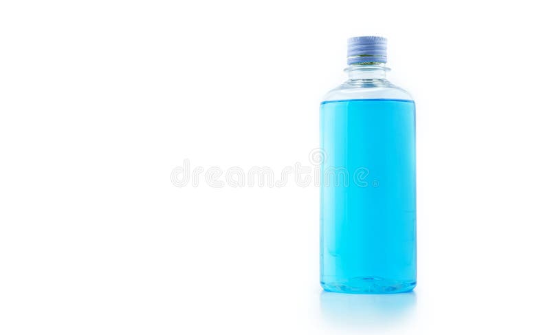 Transparent Blue Alcohol in Big Bottle in White Background Stock Photo ...
