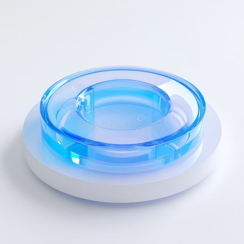 Transparent Blue Circular Modern Design Object on White Surface Stock ...