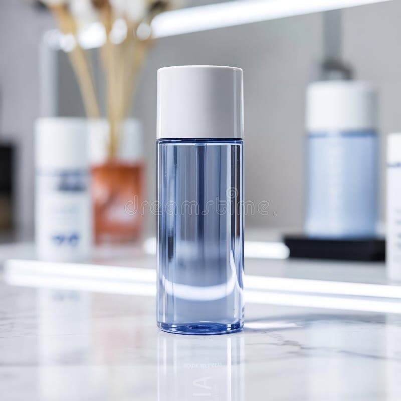 Transparent Blue Drink Bottle Mockup Design Stock Illustration ...