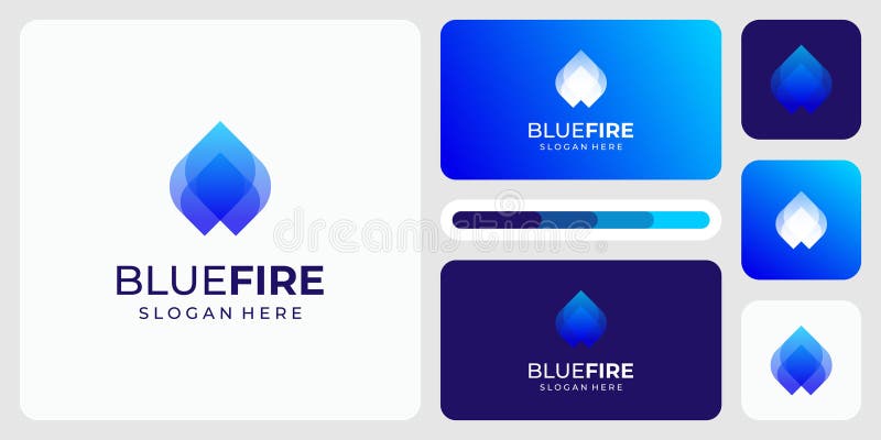 Transparent Blue Flame Silhouette Shape Vector Logo Design with Modern ...