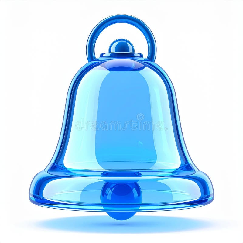 Transparent Blue Glass Bell Icon 3D Render Stock Illustration ...