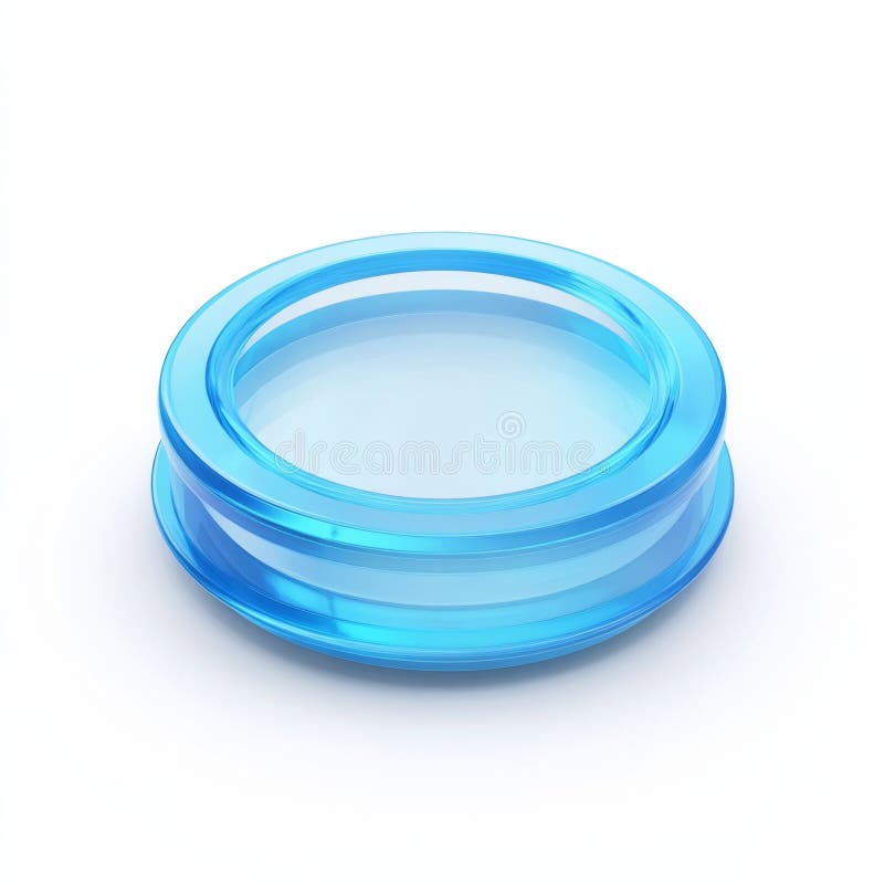 Transparent Blue Glass Coaster on White Background Reflects Light ...