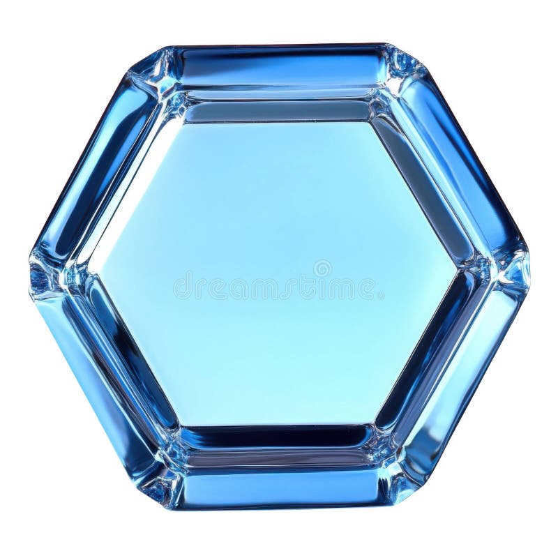 Transparent Blue Glass Hexagon with Reflection. 3d Render Stock Image ...