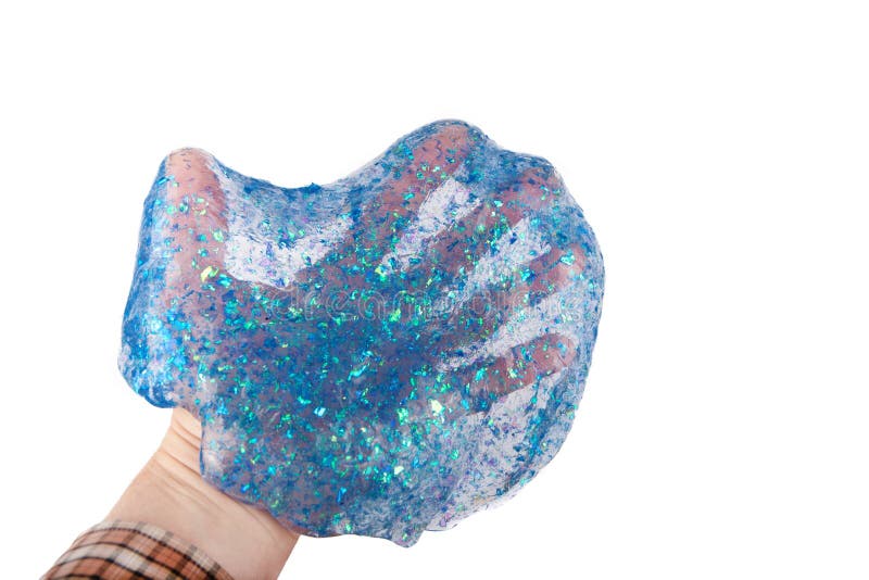 Transparent Blue Glitter Slime on Hand Stock Photo - Image of sticky ...